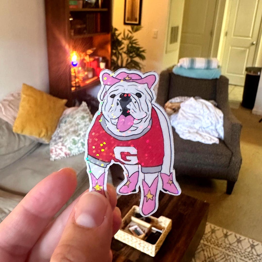 Holographic UGA Pink Cowgirl Sticker, University of Georgia Cowboy ...