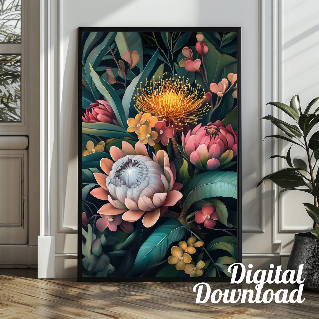 Australian Native Flowers Art Print | Botanical Wall Art | Protea ...