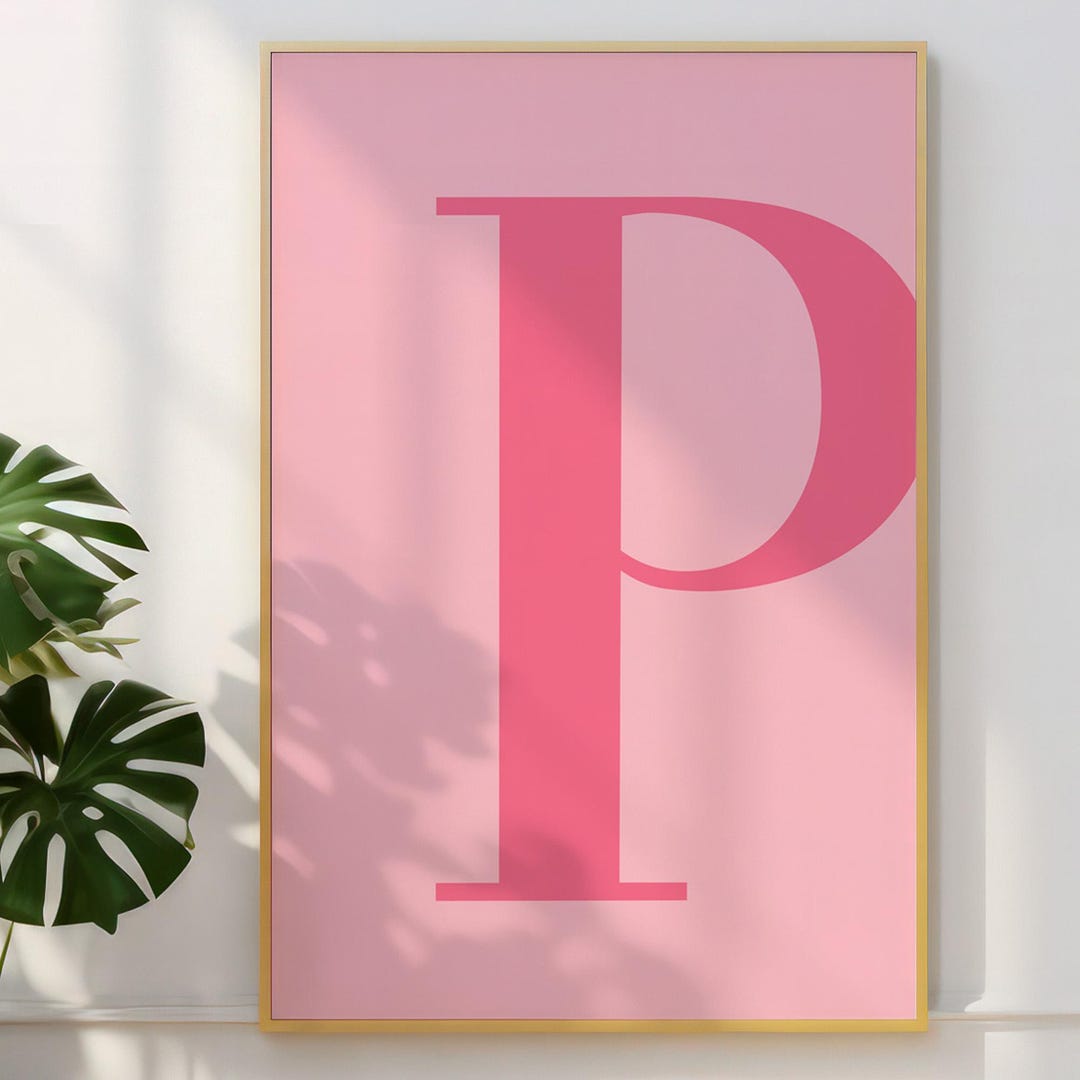 Letter P Poster, Pink Wall Art, Cute Pink Alphabet Print, Dorm Room ...