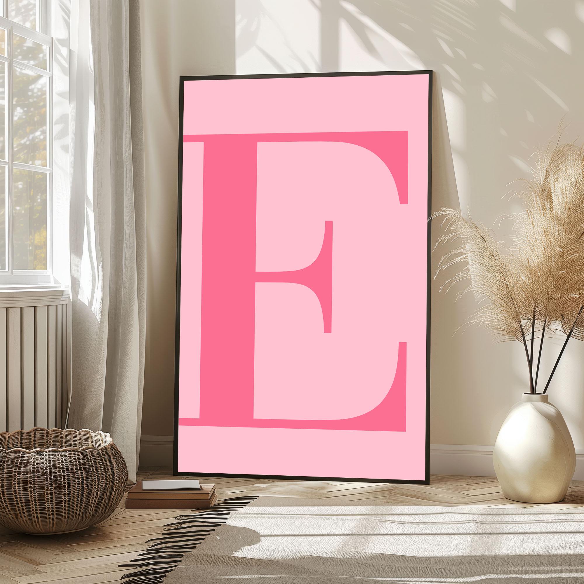 Letter E Poster, Pink Wall Art, Cute Pink Alphabet Print, Dorm Room ...