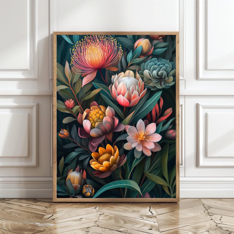 Australian Native Flowers Art Print | Botanical Wall Art | Protea ...