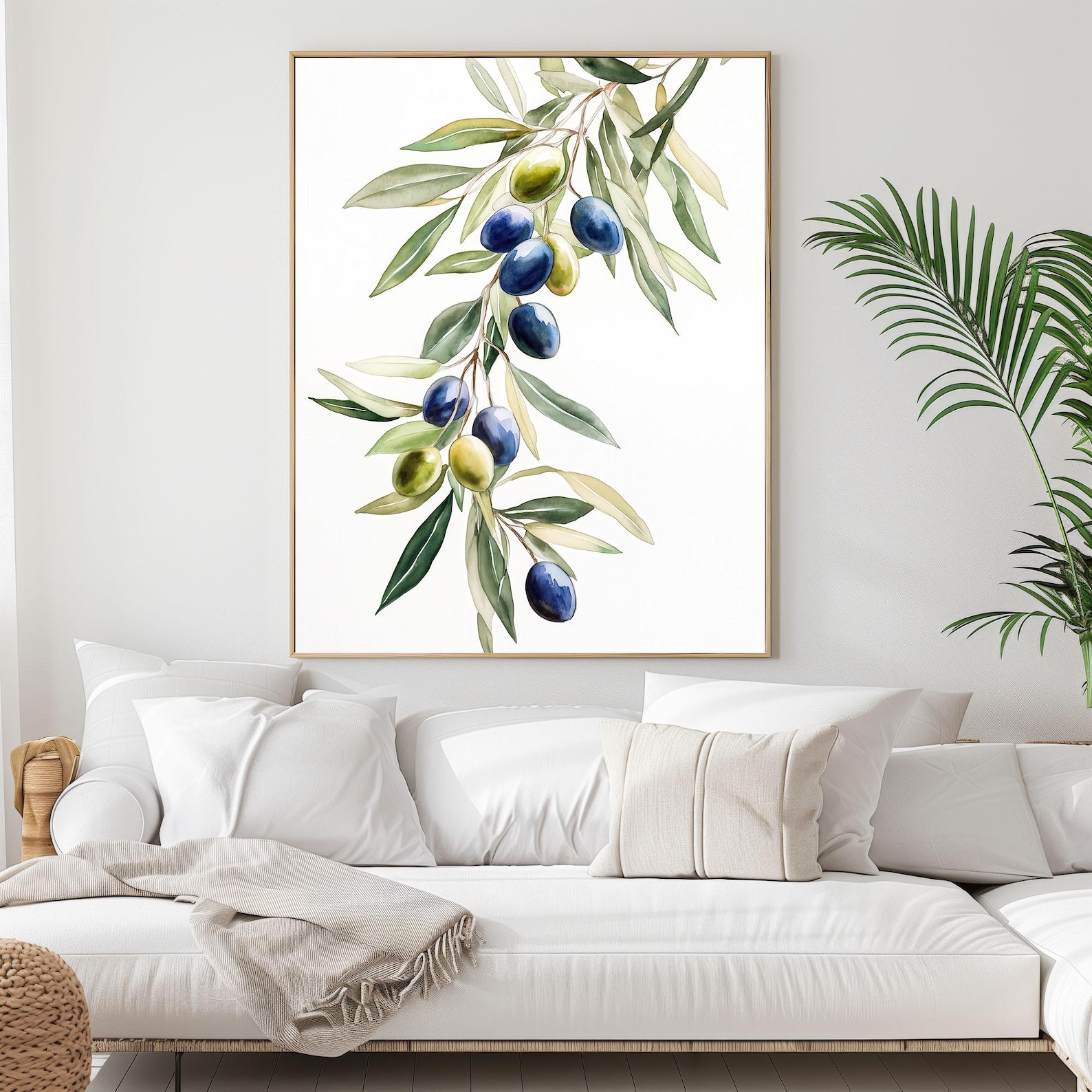 Olive Branch Print Olive Tree Watercolor Painting Kitchen Wall ...