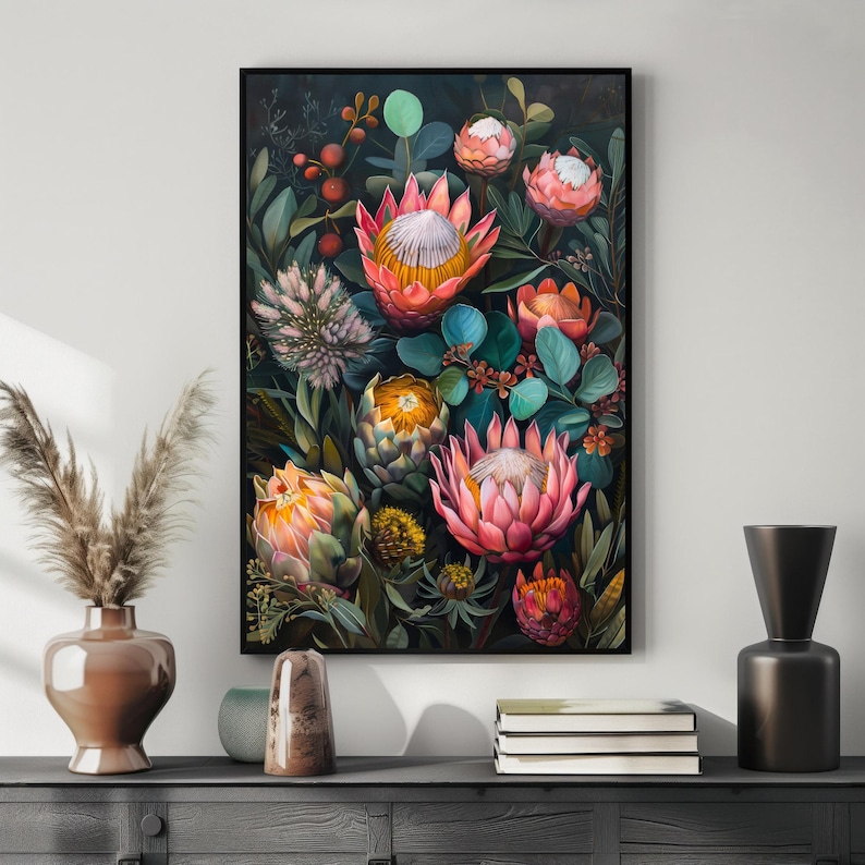 Australian Native Flowers Art Print | Botanical Wall Art | Protea ...