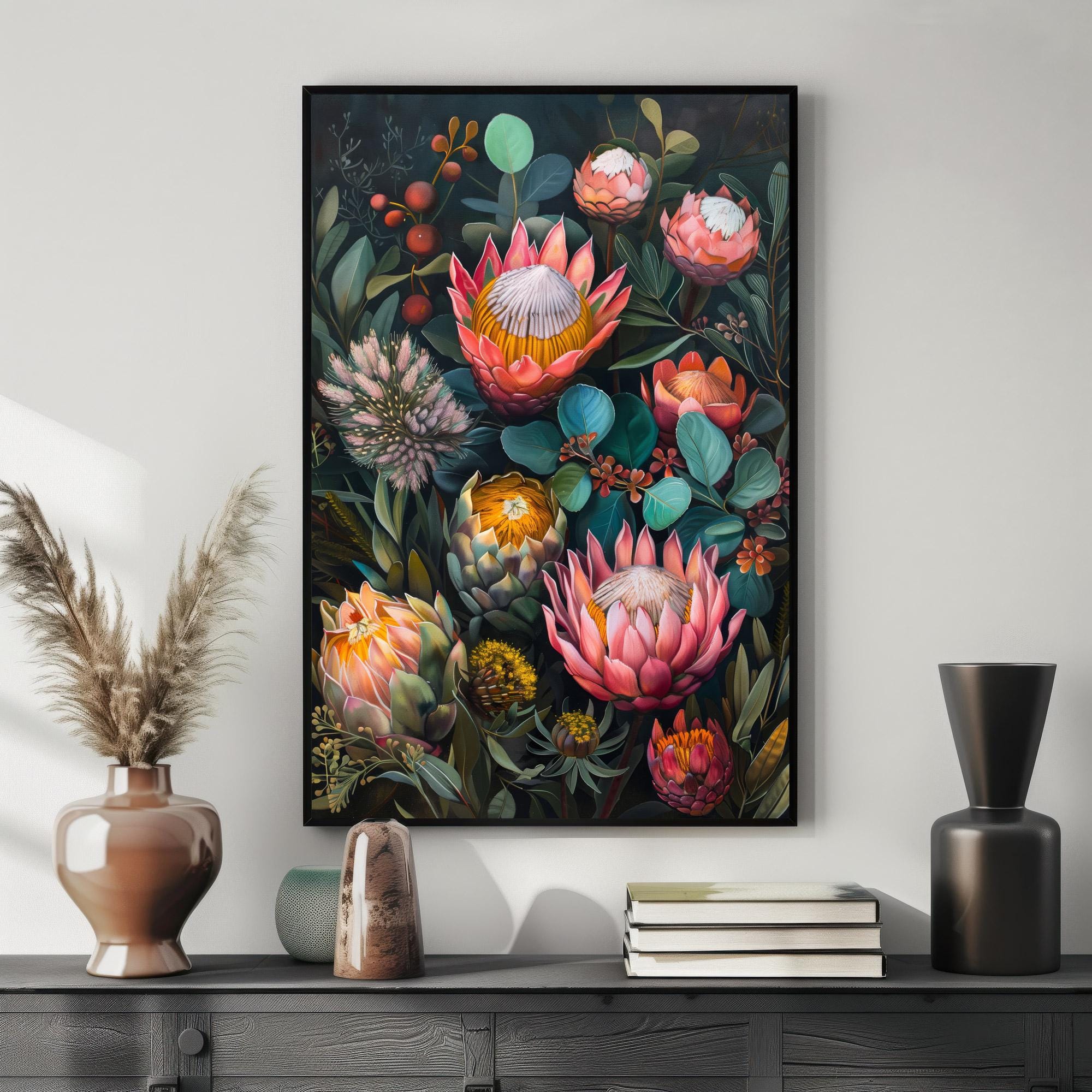 Australian Native Flowers Art Print Botanical Wall Art Protea Floral ...