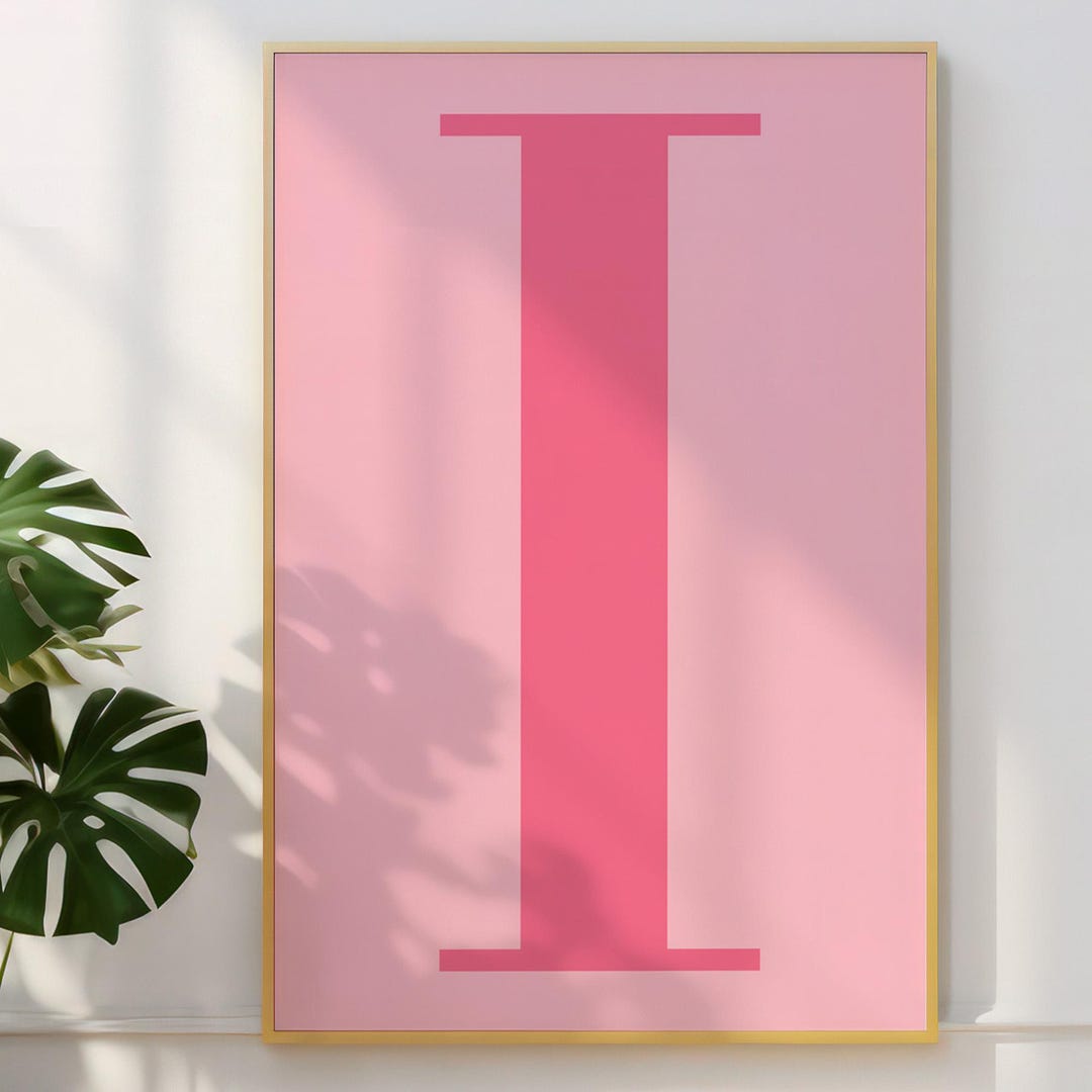 Letter I Poster, Pink Wall Art, Cute Pink Alphabet Print, Dorm Room ...