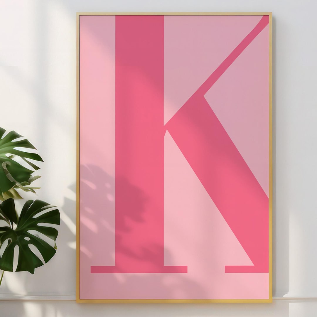 Letter K Poster, Pink Wall Art, Cute Pink Alphabet Print, Dorm Room ...