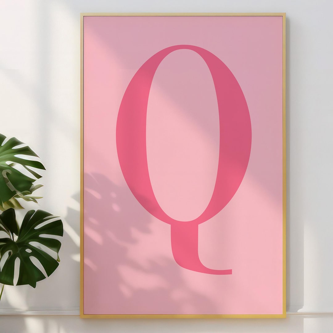 Letter Q Poster, Pink Wall Art, Cute Pink Alphabet Print, Dorm Room ...