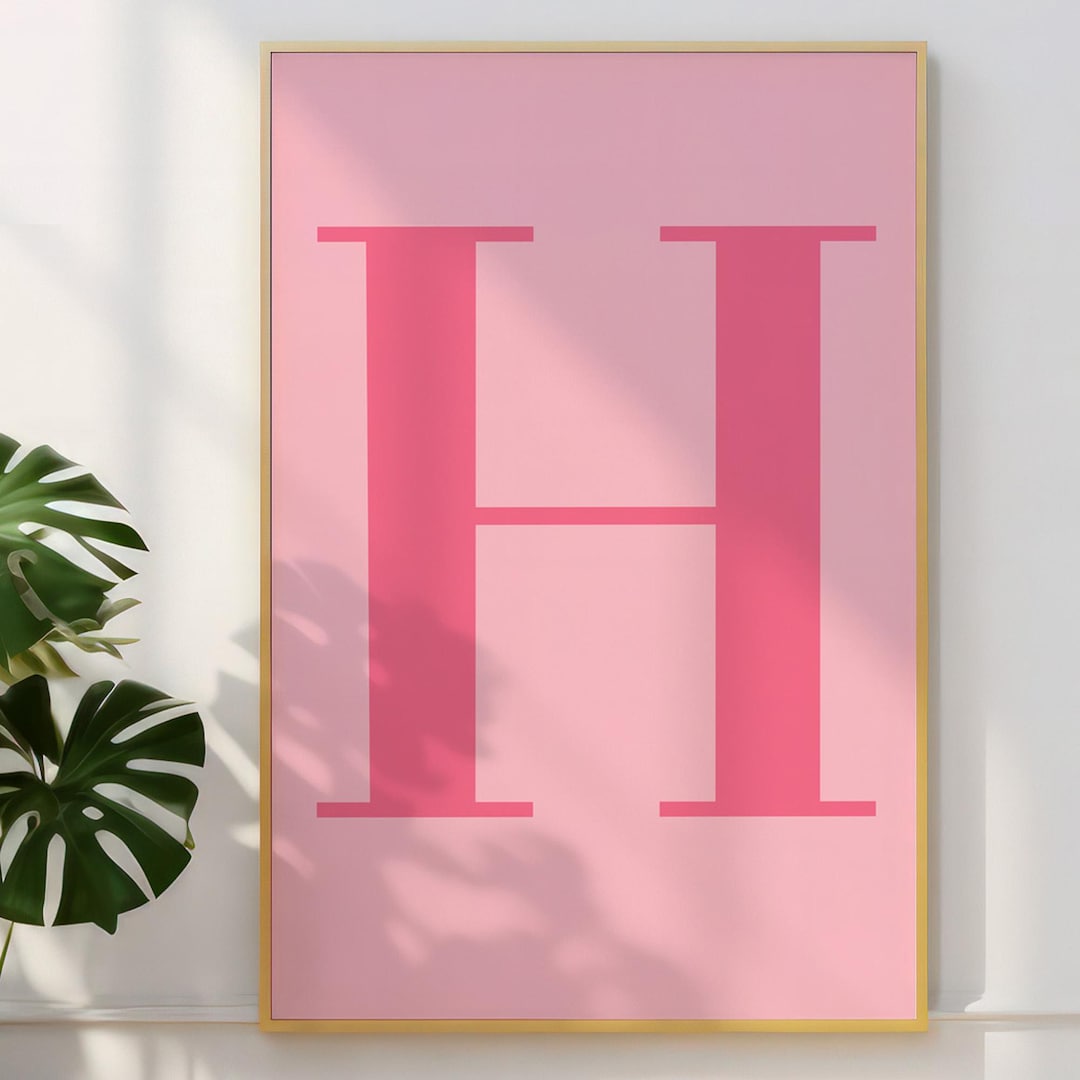 Letter H Poster, Pink Wall Art, Cute Pink Alphabet Print, Dorm Room ...