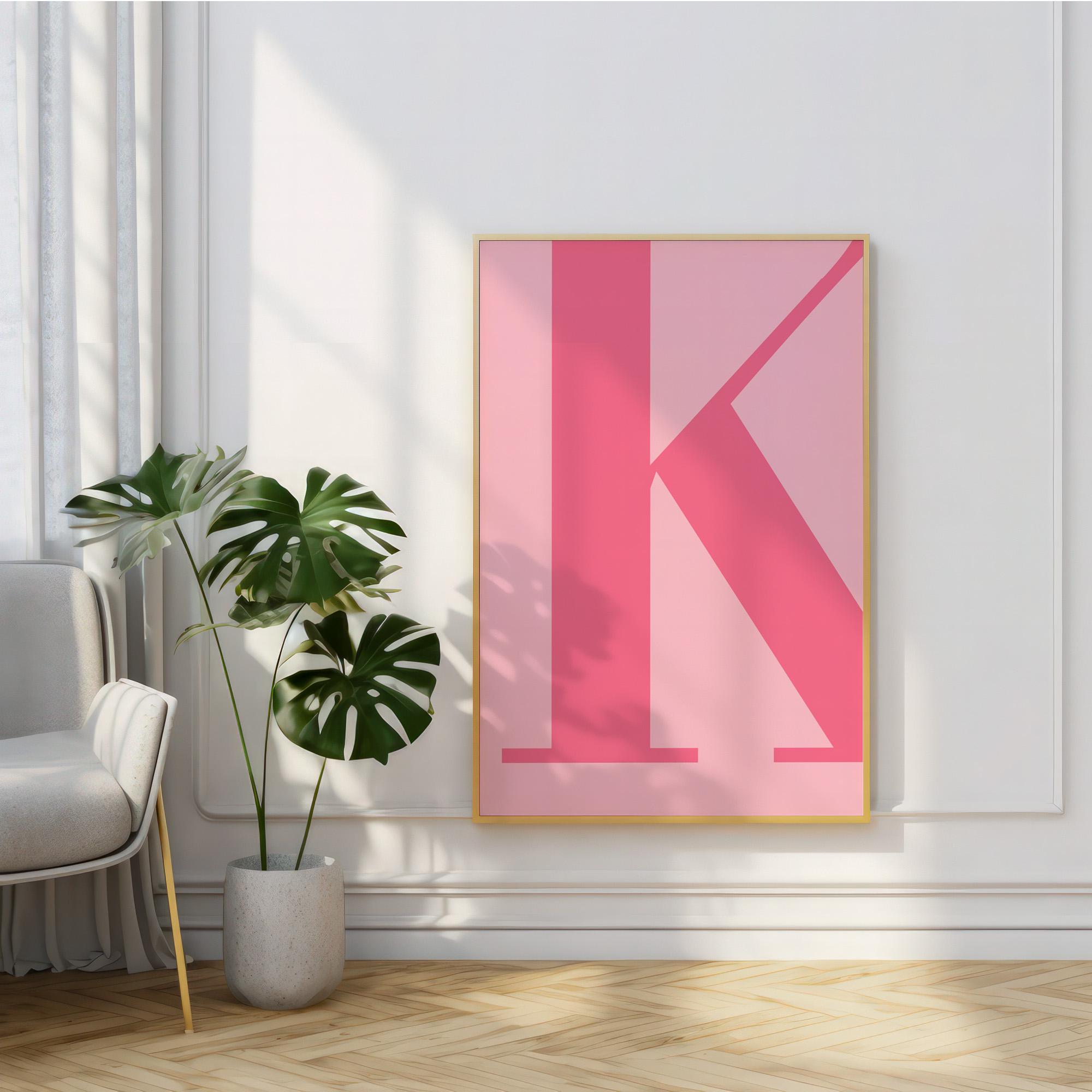 Letter K Poster, Pink Wall Art, Cute Pink Alphabet Print, Dorm Room ...