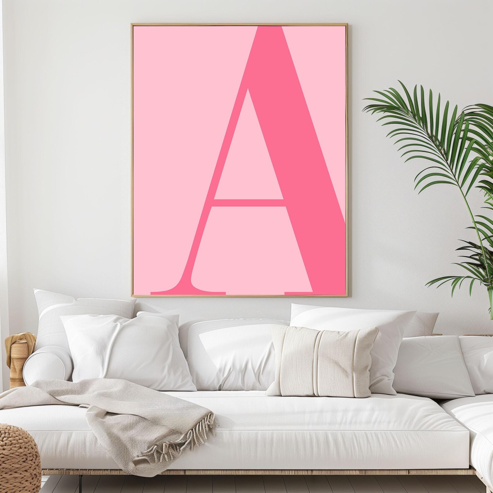 Letter A Poster, Pink Wall Art, Cute Pink Alphabet Print, Dorm Room ...