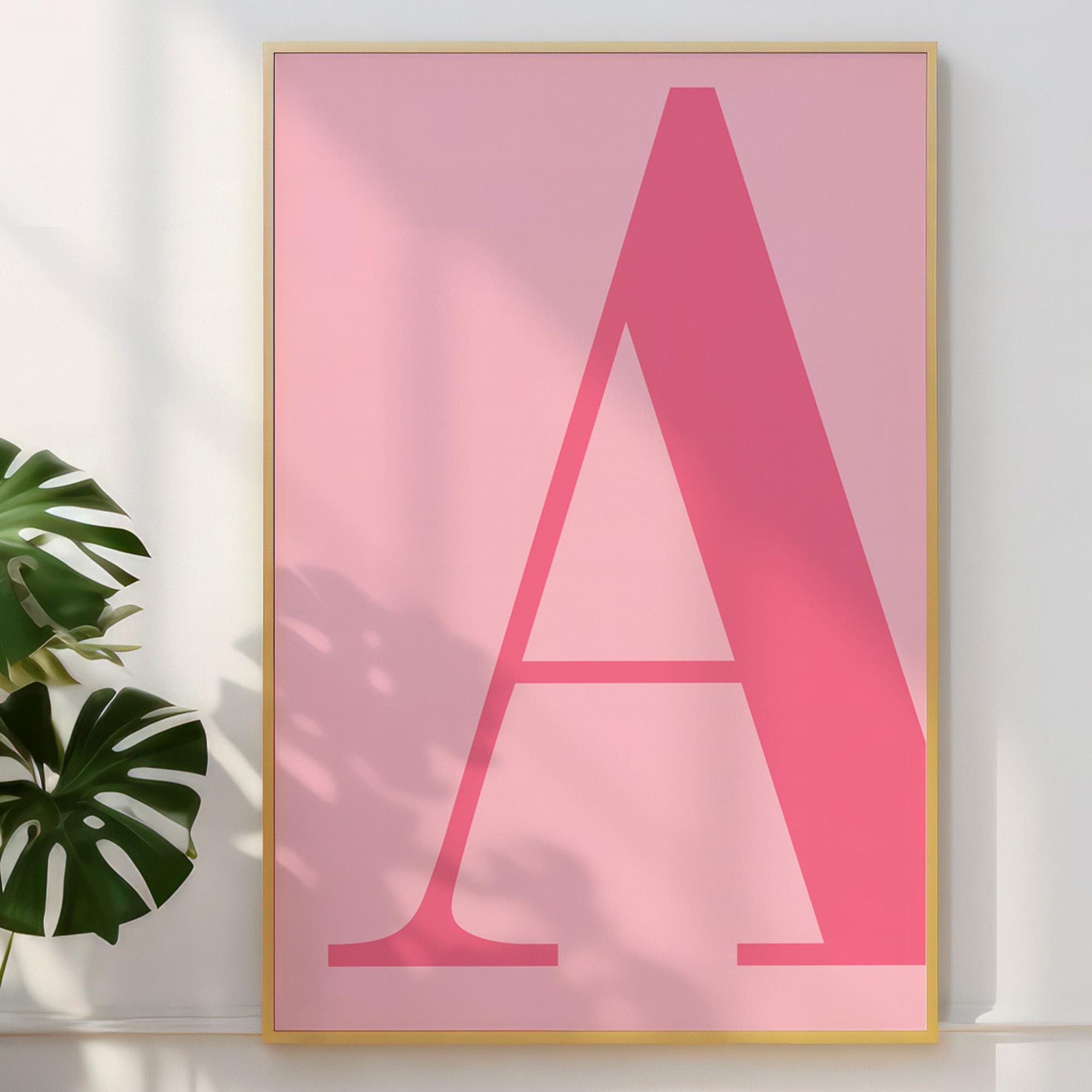 Letter A Poster, Pink Wall Art, Cute Pink Alphabet Print, Dorm Room ...