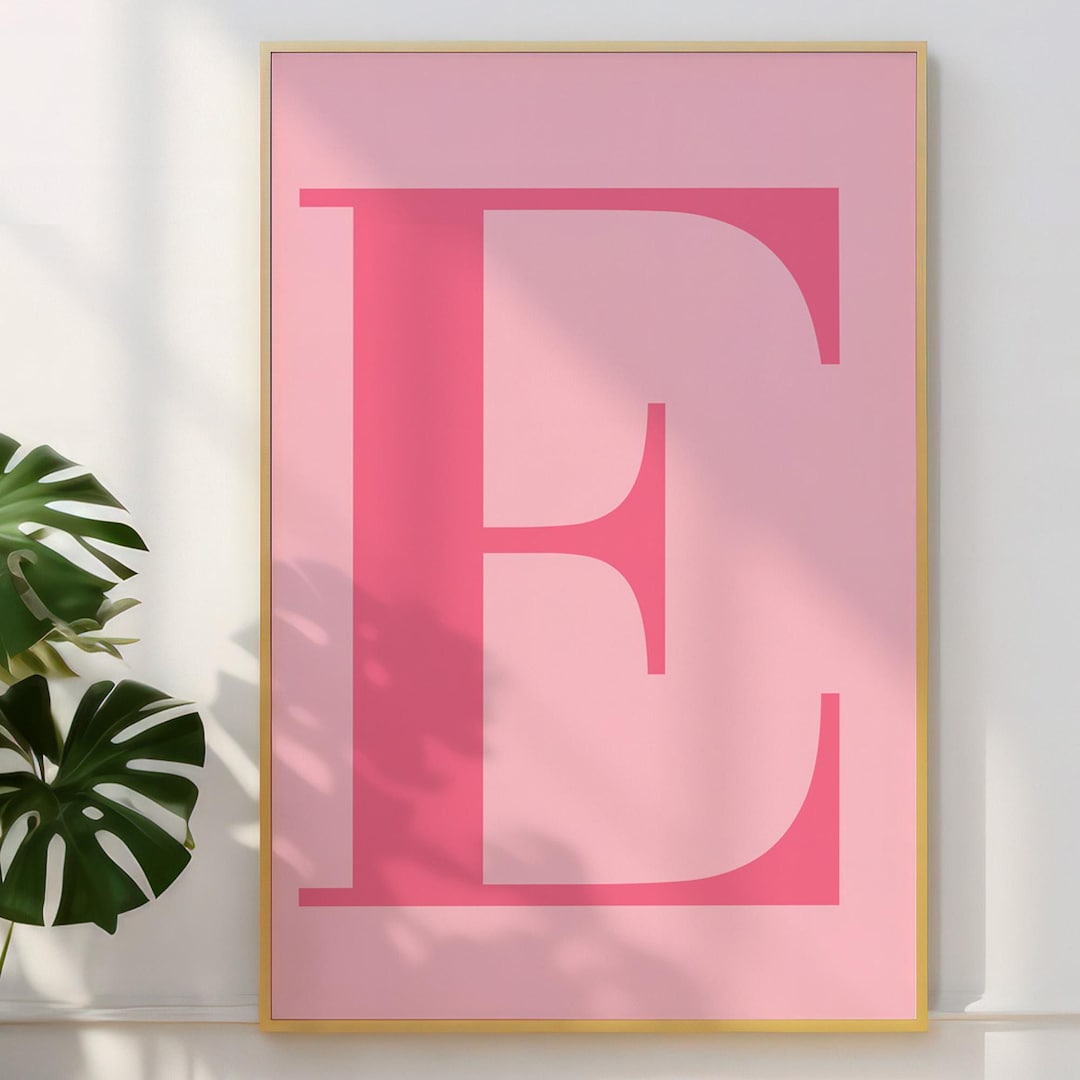 Letter E Poster, Pink Wall Art, Cute Pink Alphabet Print, Dorm Room ...
