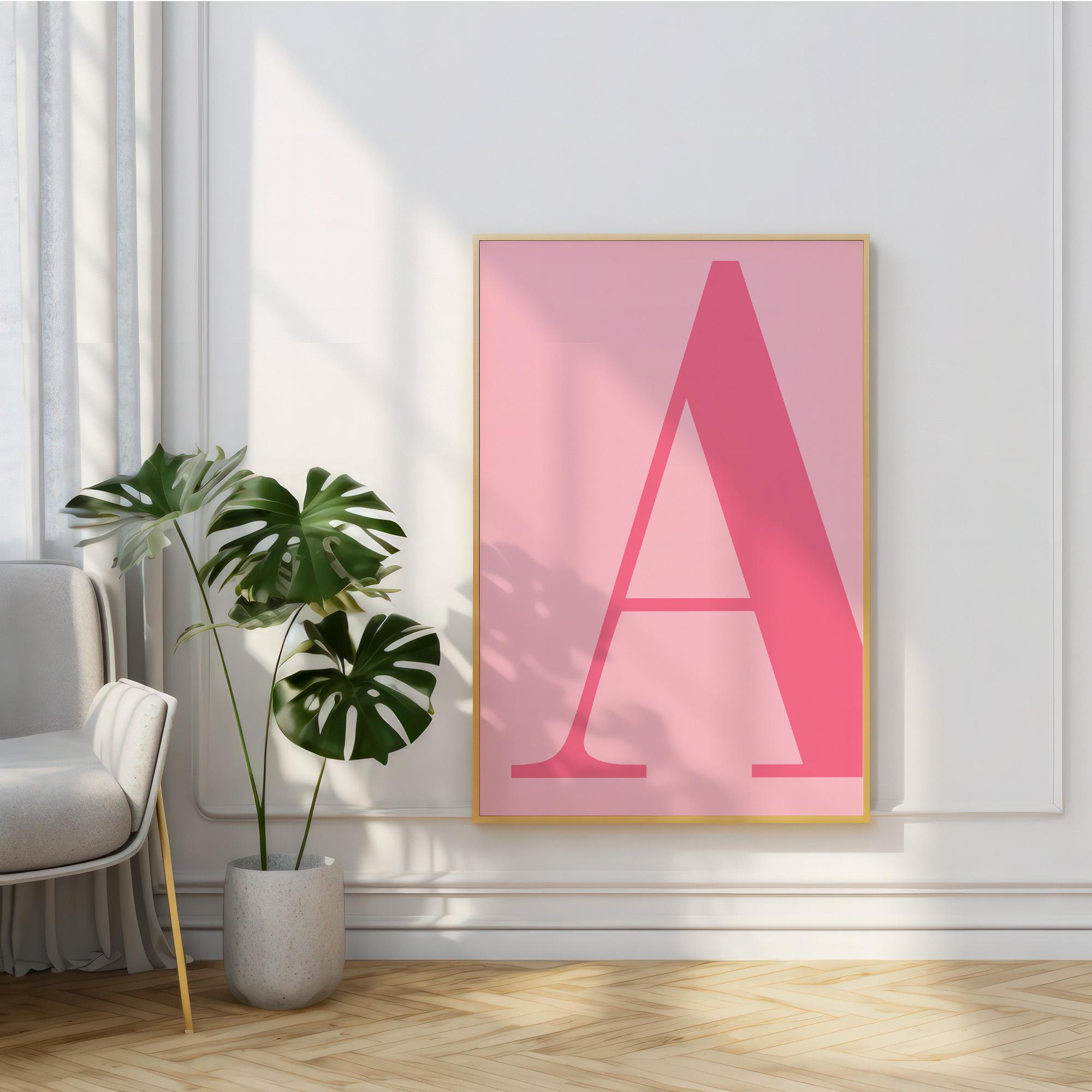 Letter A Poster, Pink Wall Art, Cute Pink Alphabet Print, Dorm Room ...