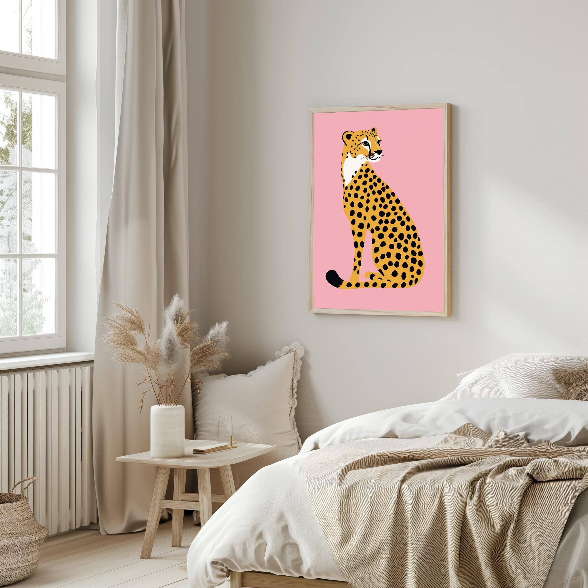 Cheetah Print, Pink Leopard Art Print, Boho Home Decor, Jungle Poster, Minimal Cheetah Art ...