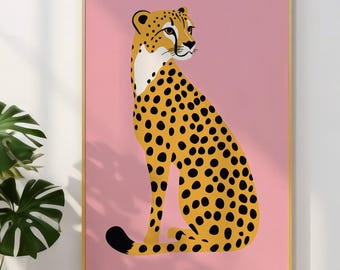 Tiger Print, Pink Leopard Art Print, Boho Home Decor, Pink Wall Art ...