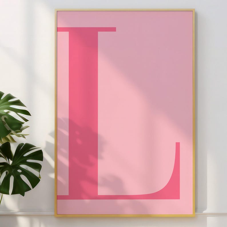 Letter L Poster, Pink Wall Art, Cute Pink Alphabet Print, Dorm Room ...