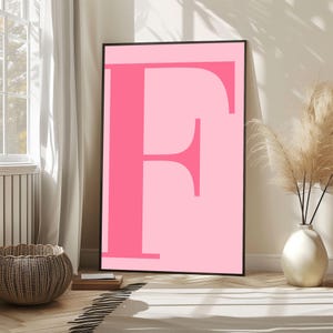 Letter F Poster, Pink Wall Art, Cute Pink Alphabet Print, Dorm Room ...