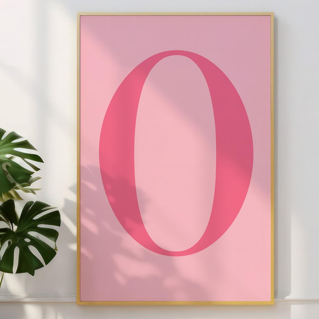 Letter O Poster, Pink Wall Art, Cute Pink Alphabet Print, Dorm Room ...