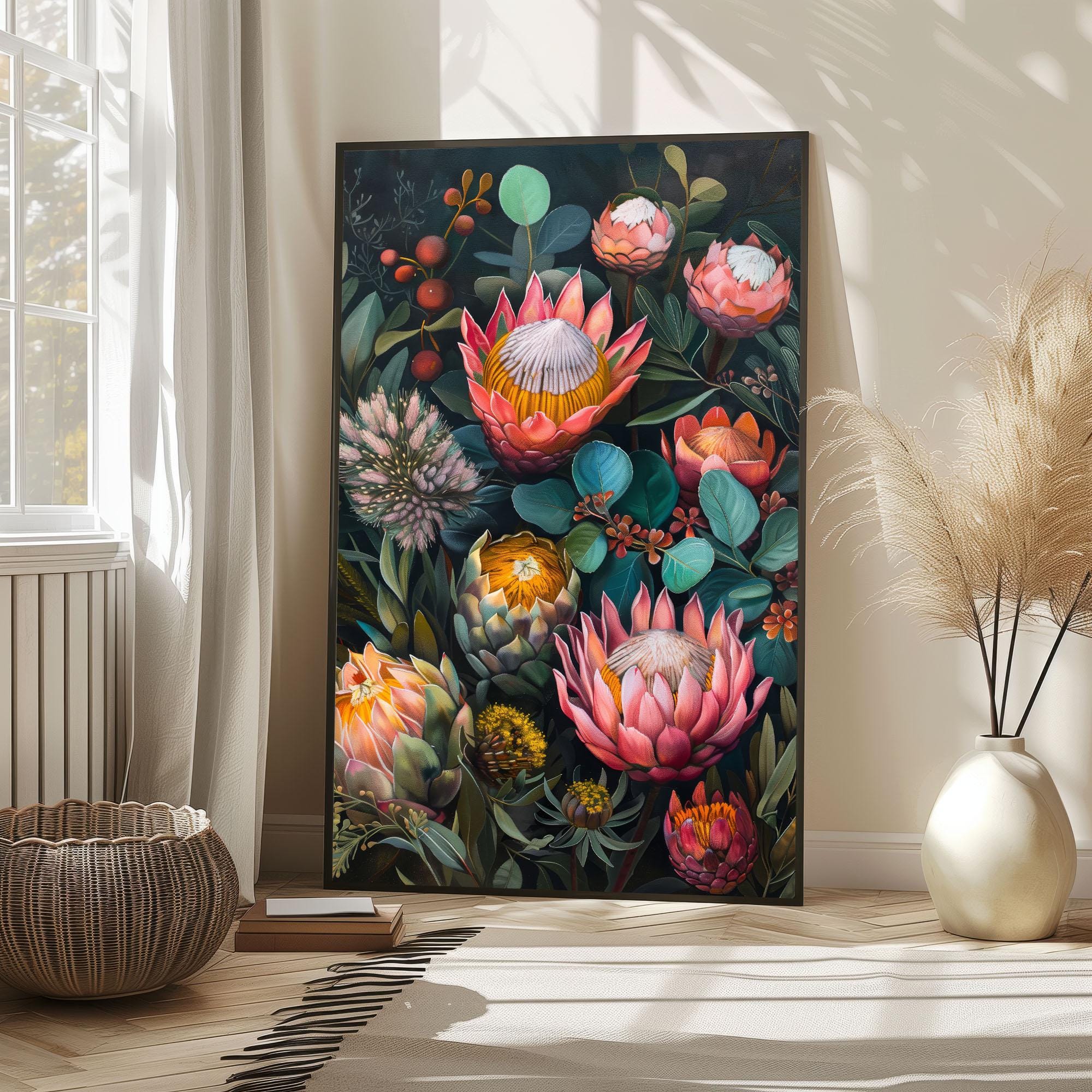Blooming Native Australian Flowers Oil Painting, Physical Print ...