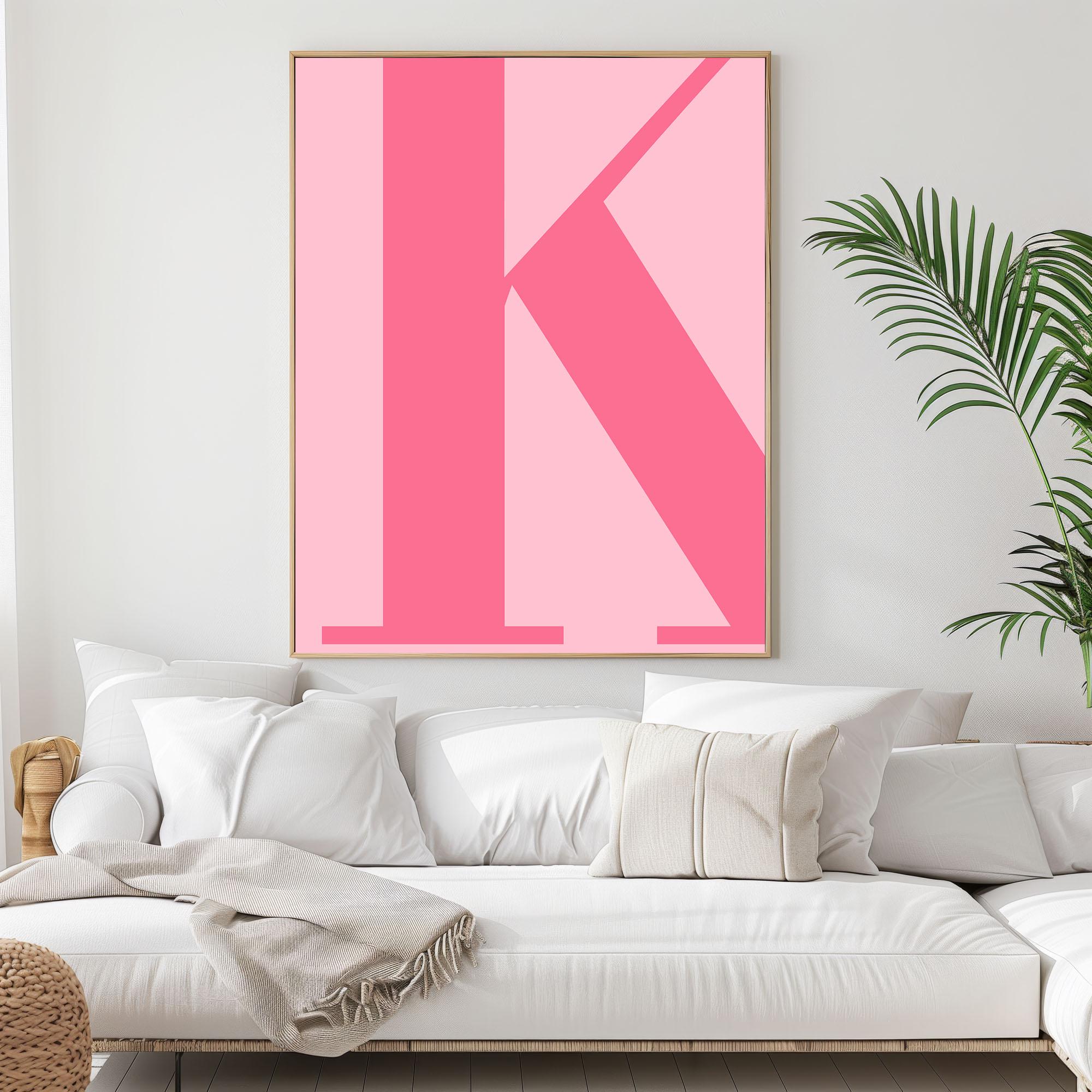 Letter K Poster, Pink Wall Art, Cute Pink Alphabet Print, Dorm Room ...