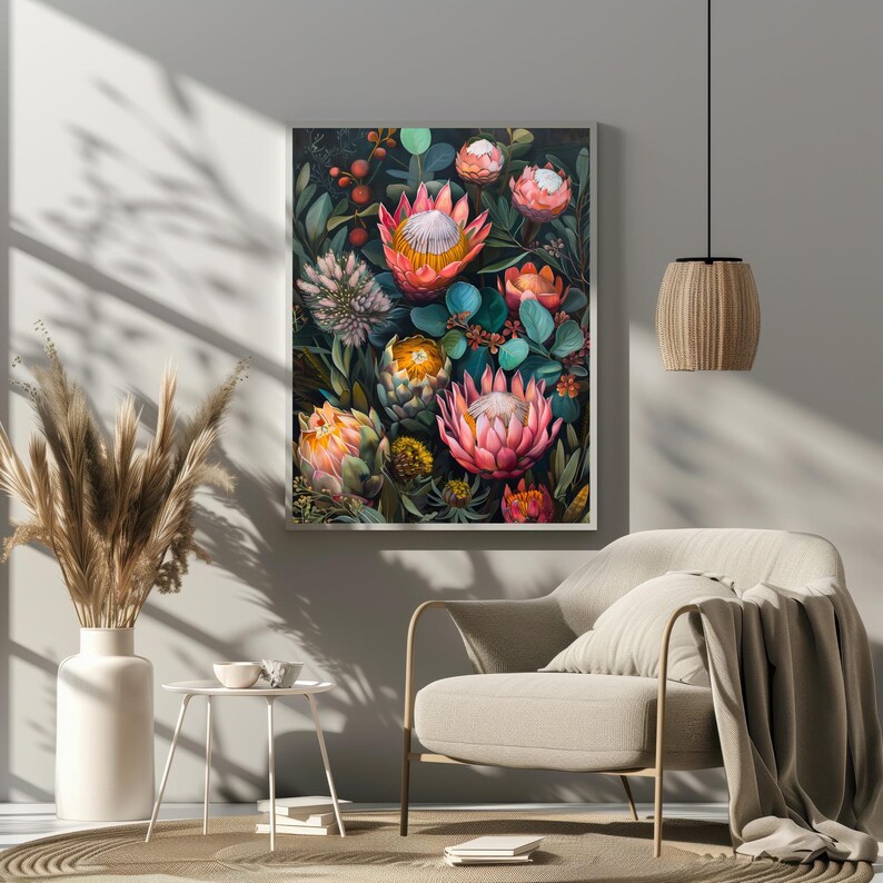 Australian Native Flowers Art Print | Botanical Wall Art | Protea ...