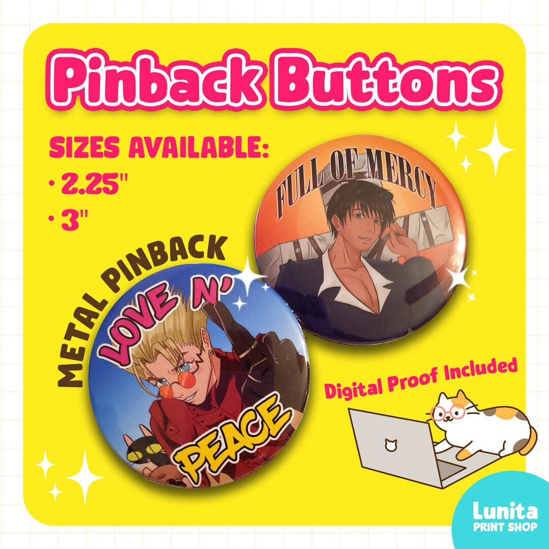 50 Custom Pinback Buttons, Metal Backing, Round Buttons, High Quality ...