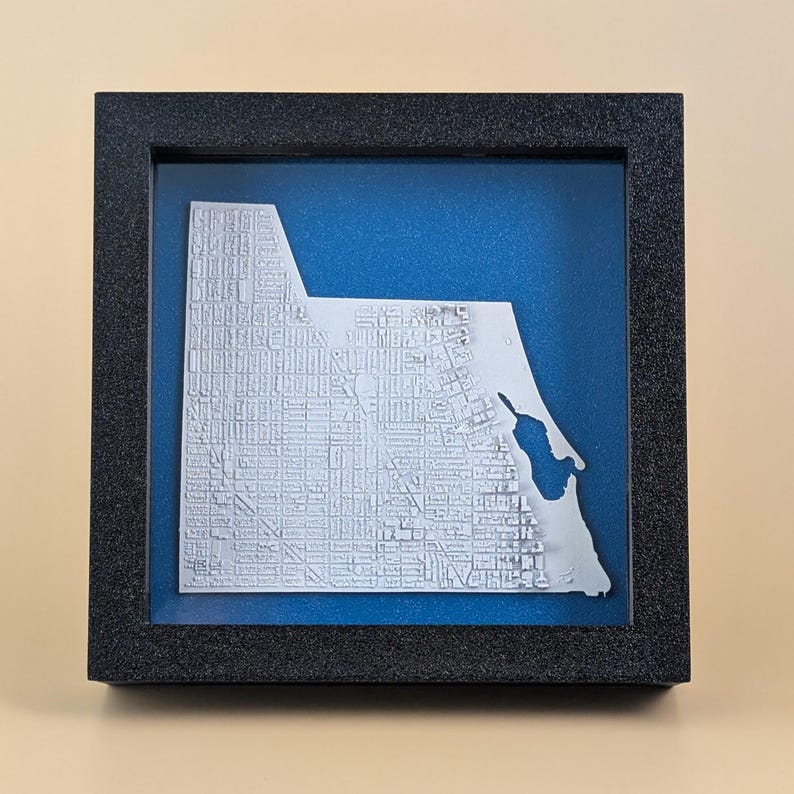 Chicago Lakeview 3D Relief Map - Etsy