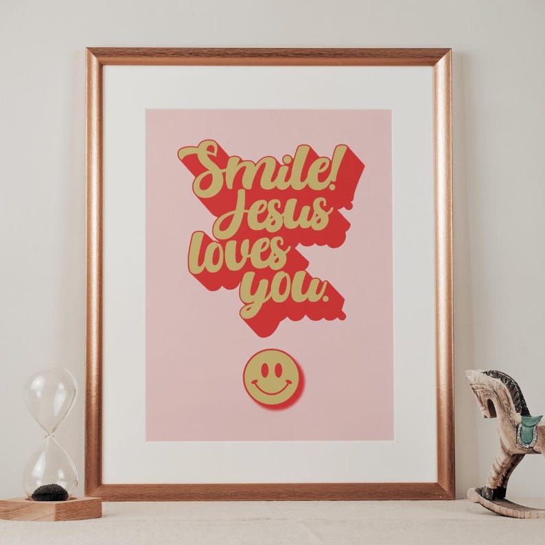 Smile Jesus Loves You Christian Wall Art, Modern Bible Verse Poster ...