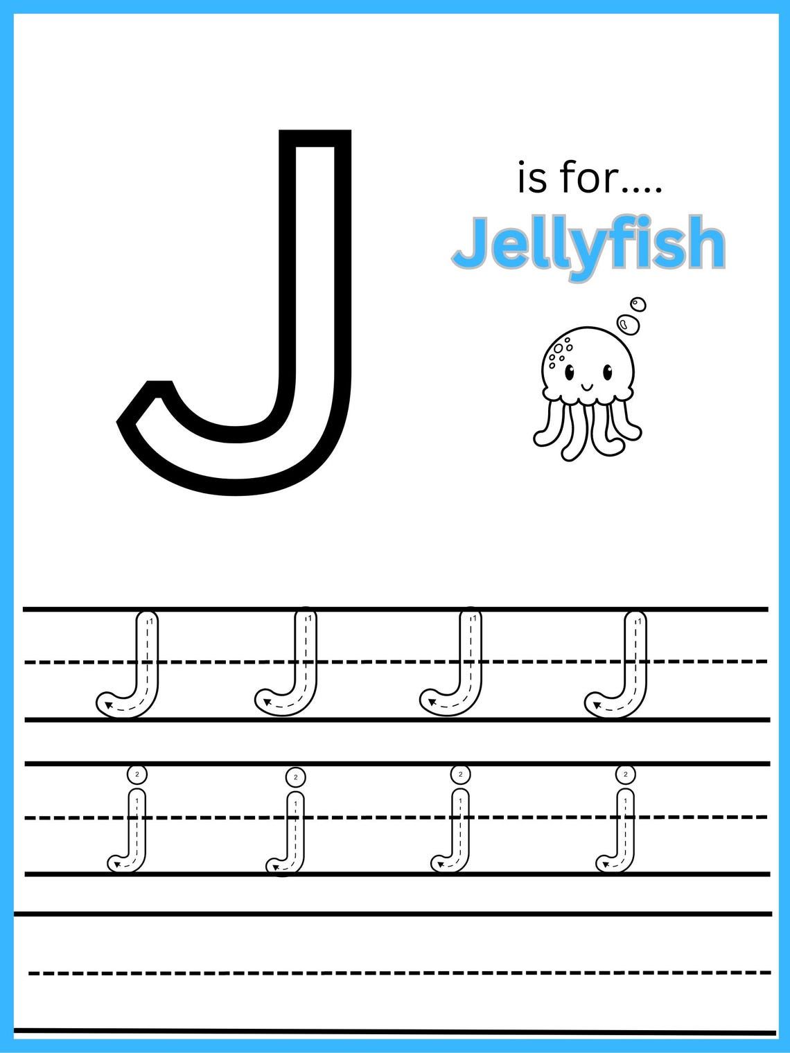 Letters F-J Tracing Worksheet - Etsy