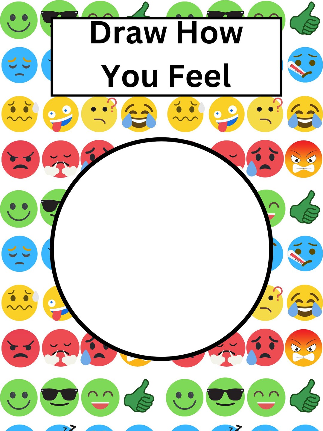Draw Your Emotions Worksheet - Etsy