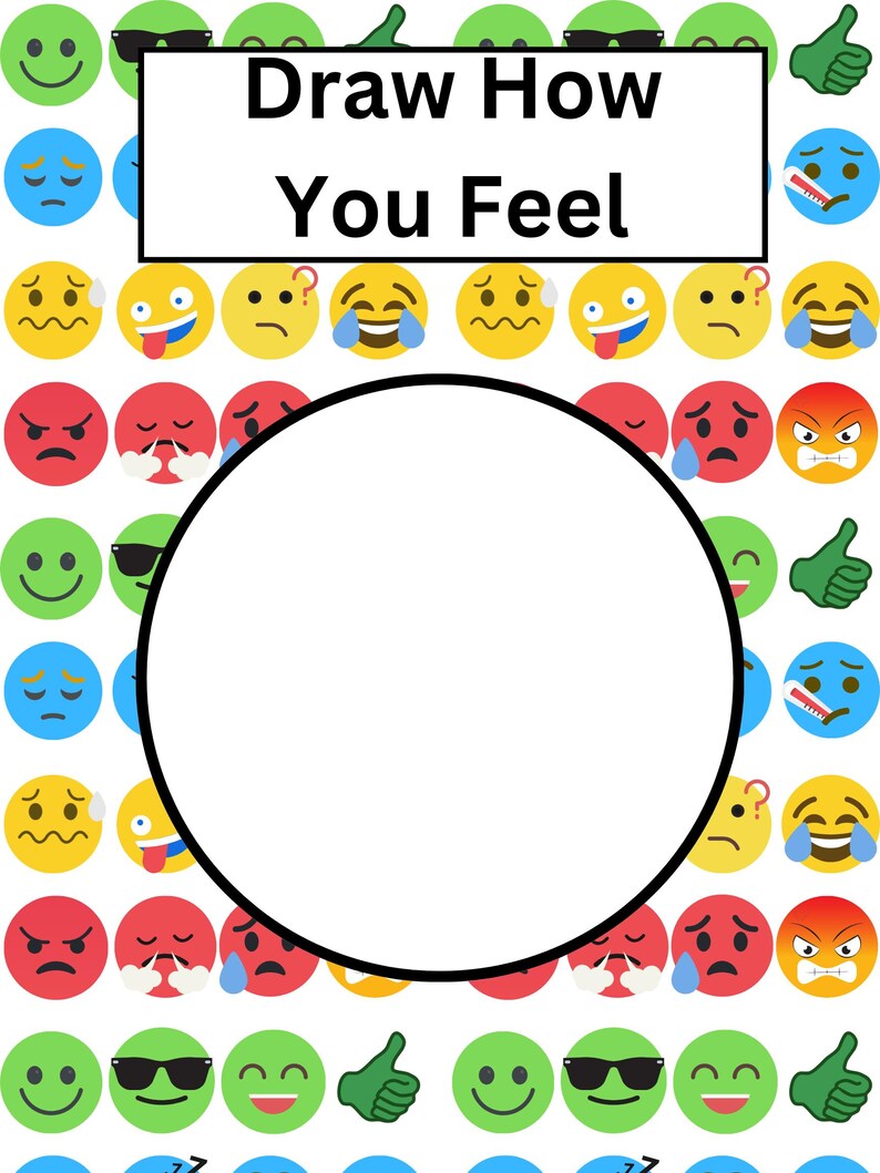 Draw Your Emotions Worksheet - Etsy