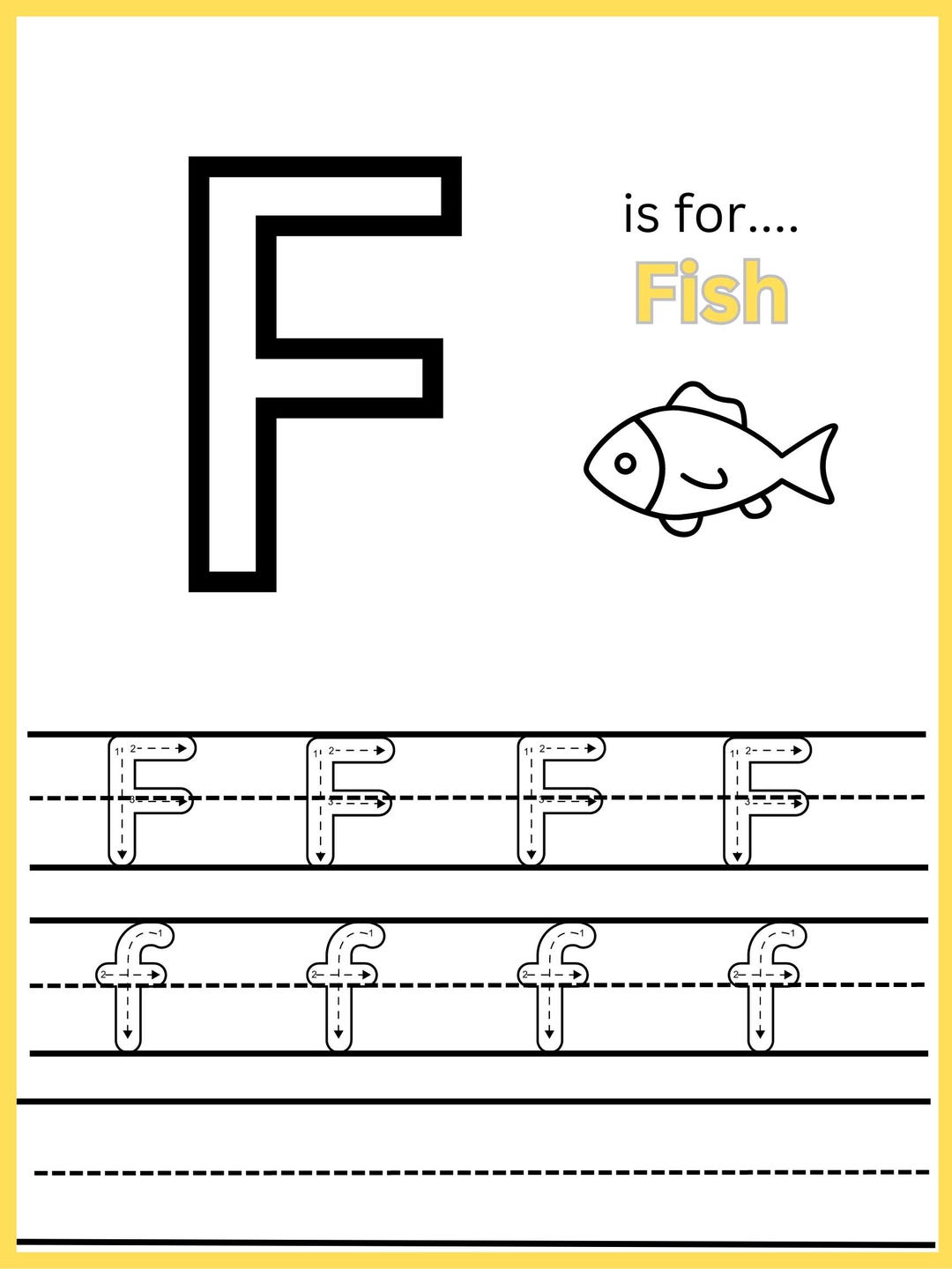 Letters F-J Tracing Worksheet - Etsy