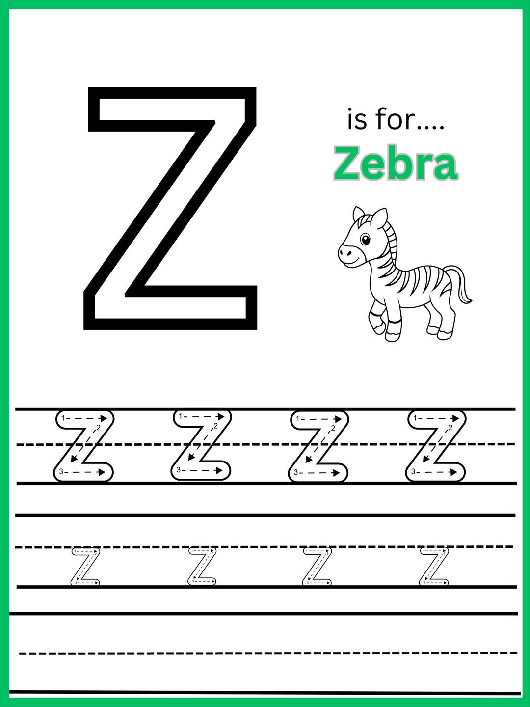 Letter Z Practice Writing - Etsy