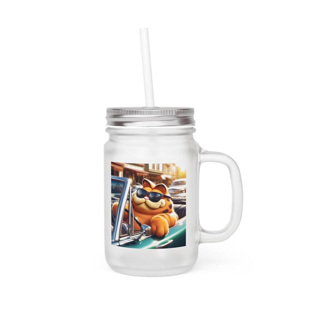 Garfield Driving Mason Jar - Etsy