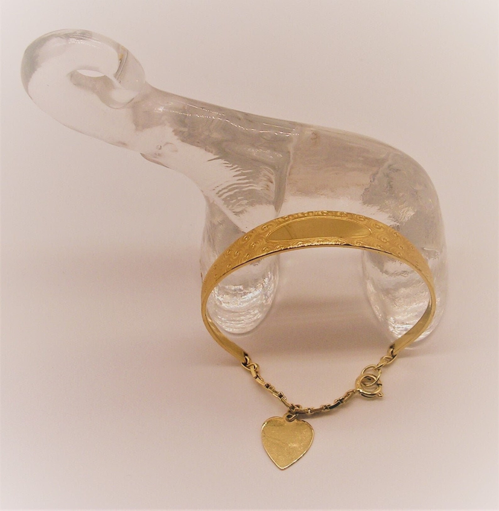 Jacoby Bender Cuff Bracelet, Heart Charm ID Bracelet, Signed JB, Safety ...