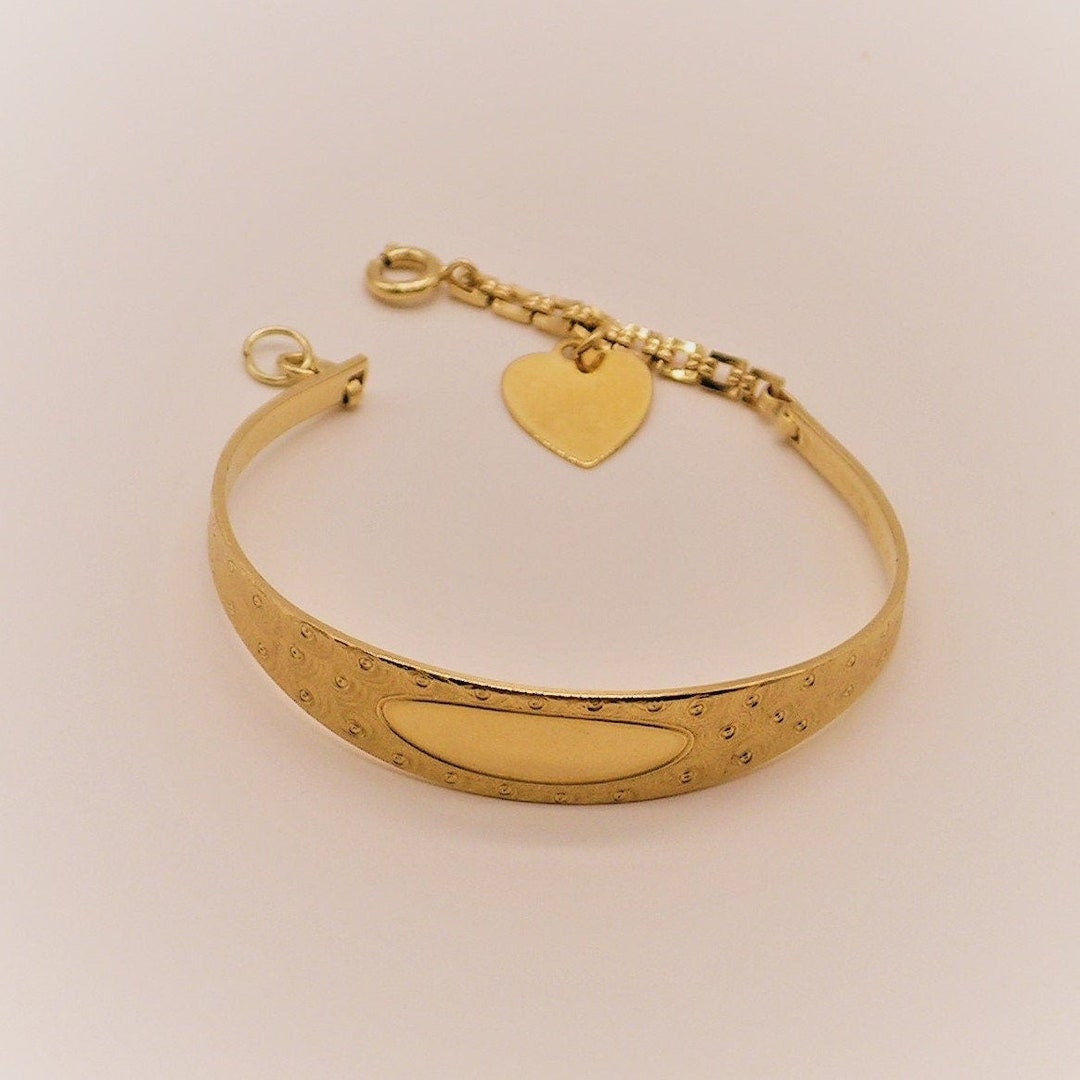 Jacoby Bender Cuff Bracelet, Heart Charm ID Bracelet, Signed JB, Safety ...