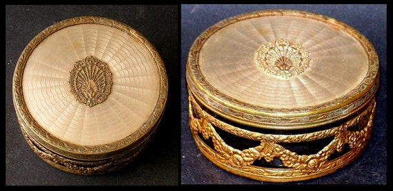 Antique Apollo Studios Vanity Jar Guilloche Celluloid Brass | Etsy