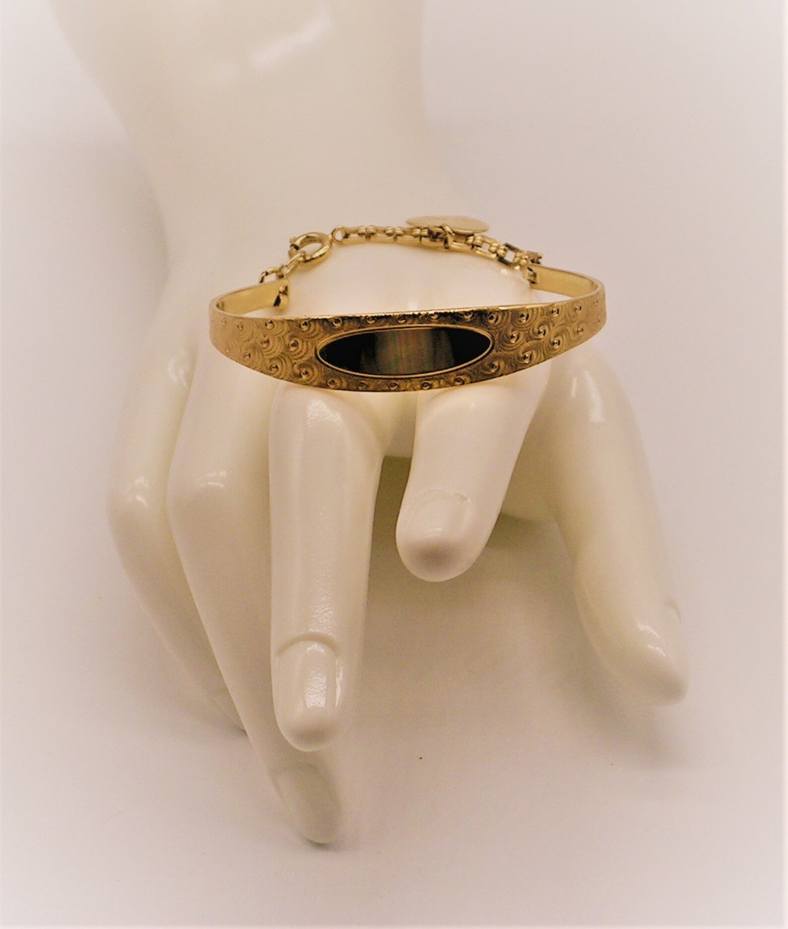 Jacoby Bender Cuff Bracelet, Heart Charm ID Bracelet, Signed JB, Safety ...