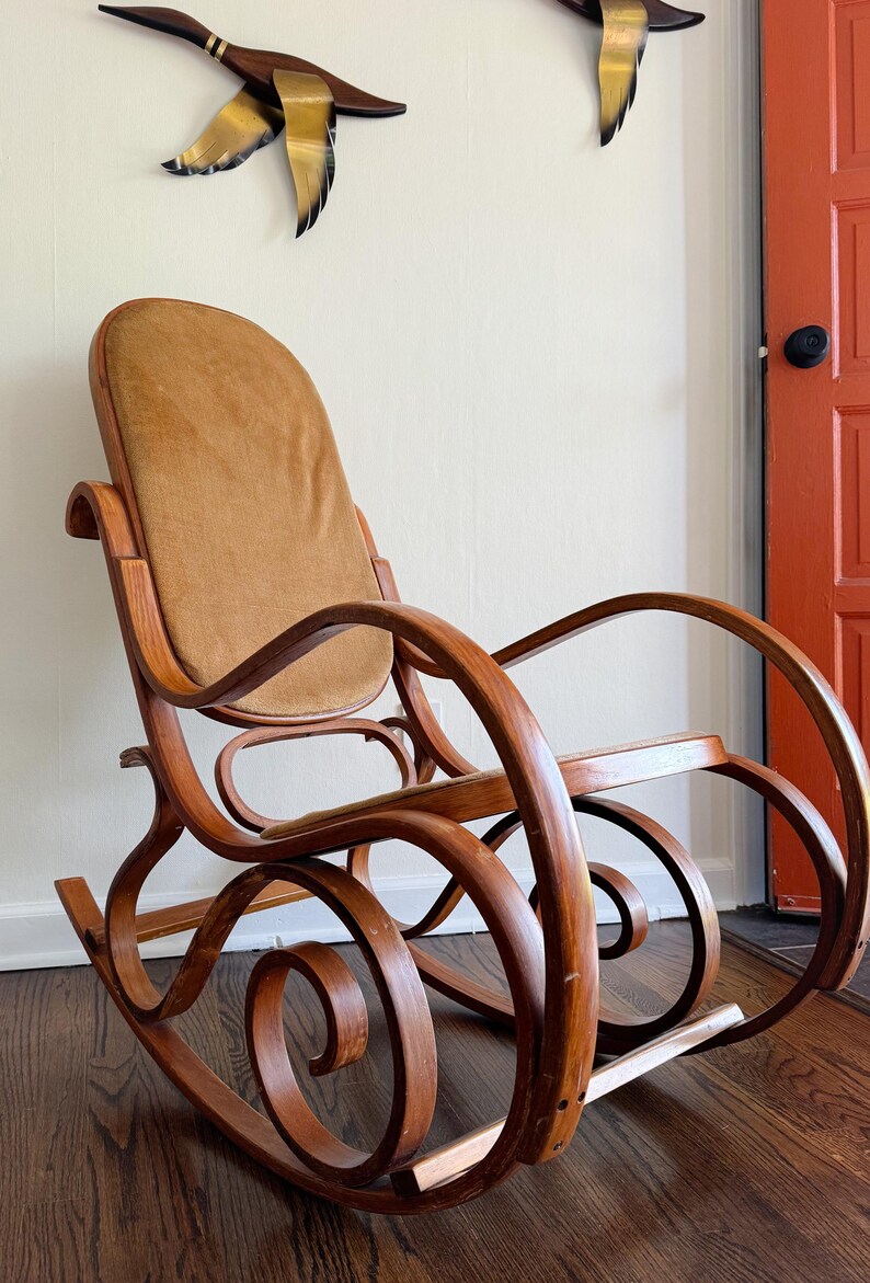 VINTAGE 1970s Rocking Chair Retro Furniture Thonet Style Chair Bentwood ...
