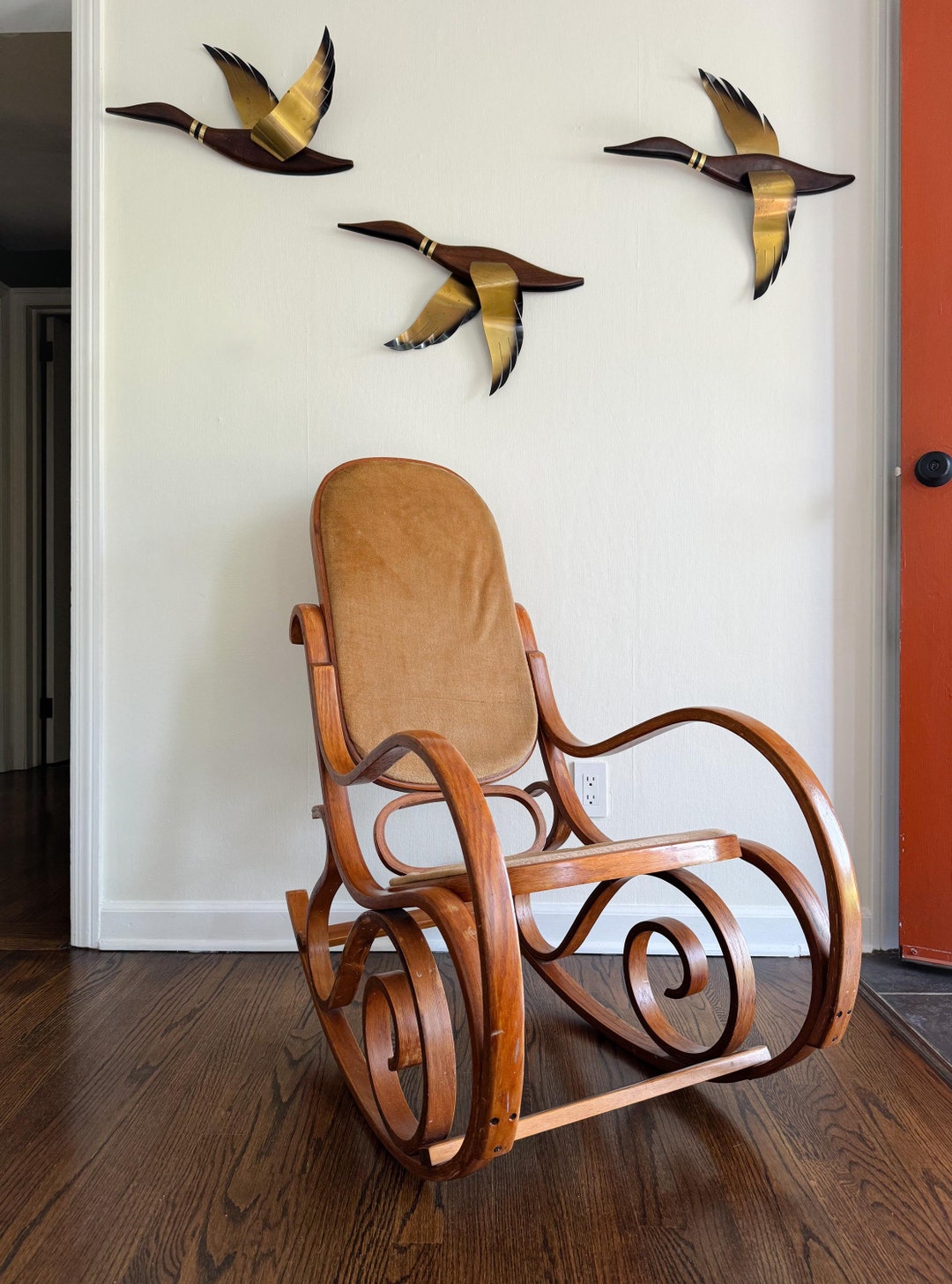 VINTAGE 1970s Rocking Chair Retro Furniture Thonet Style Chair Bentwood ...