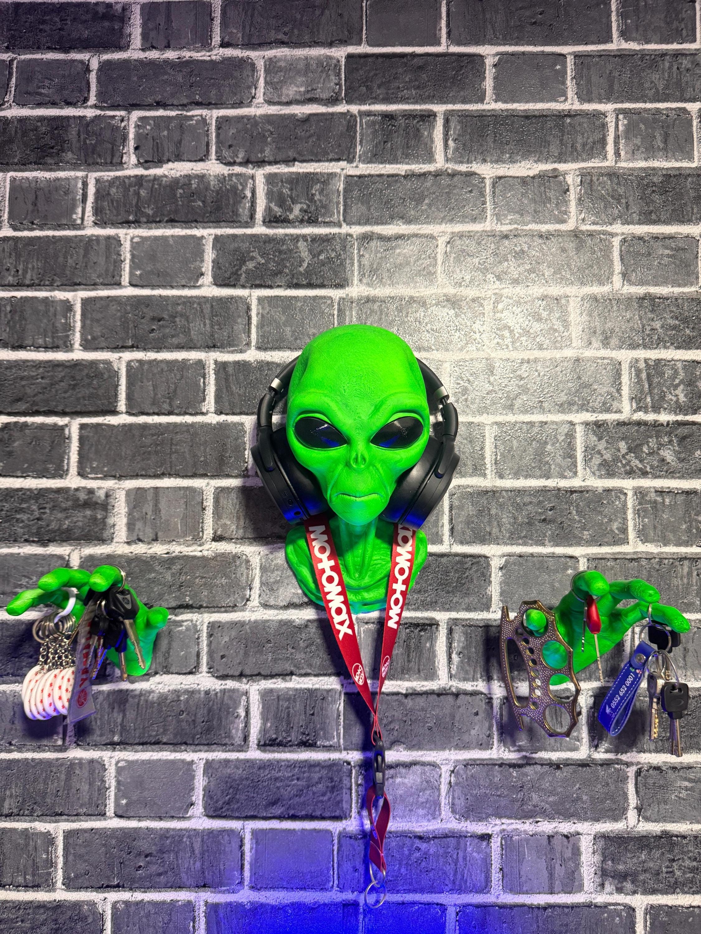 3D Alien Wall Mounted Headphone Holder Sci-fi Headset Stand, Controller ...