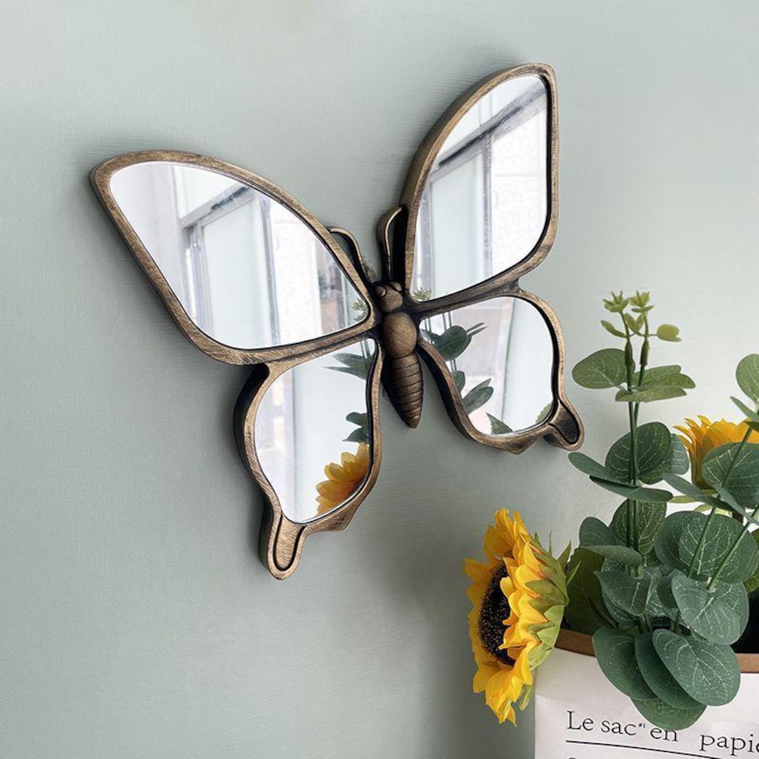Gold Butterfly Wall Mirror – Ornate Insect Garden Decor - Etsy