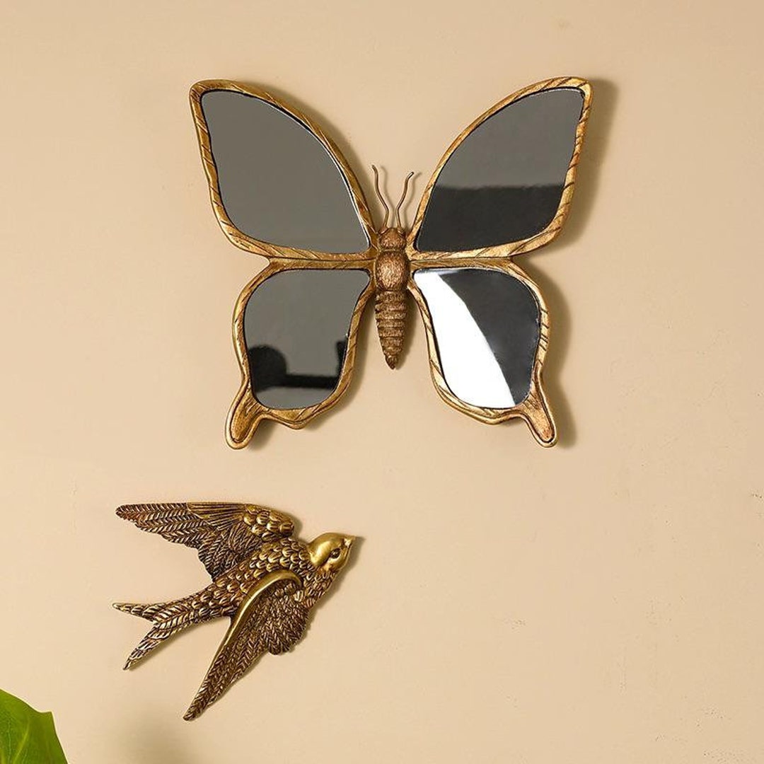 Vintage Decorative Mirror, Butterfly Wall Mirror, Dragonfly Wall Decor ...