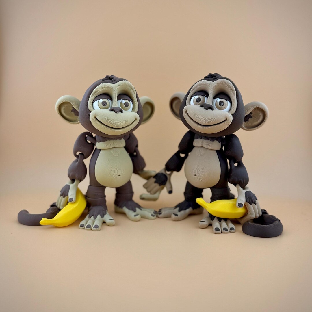 3D Printed Articulated Monkey Fidget Toy With Banana – Moveable Limbs ...