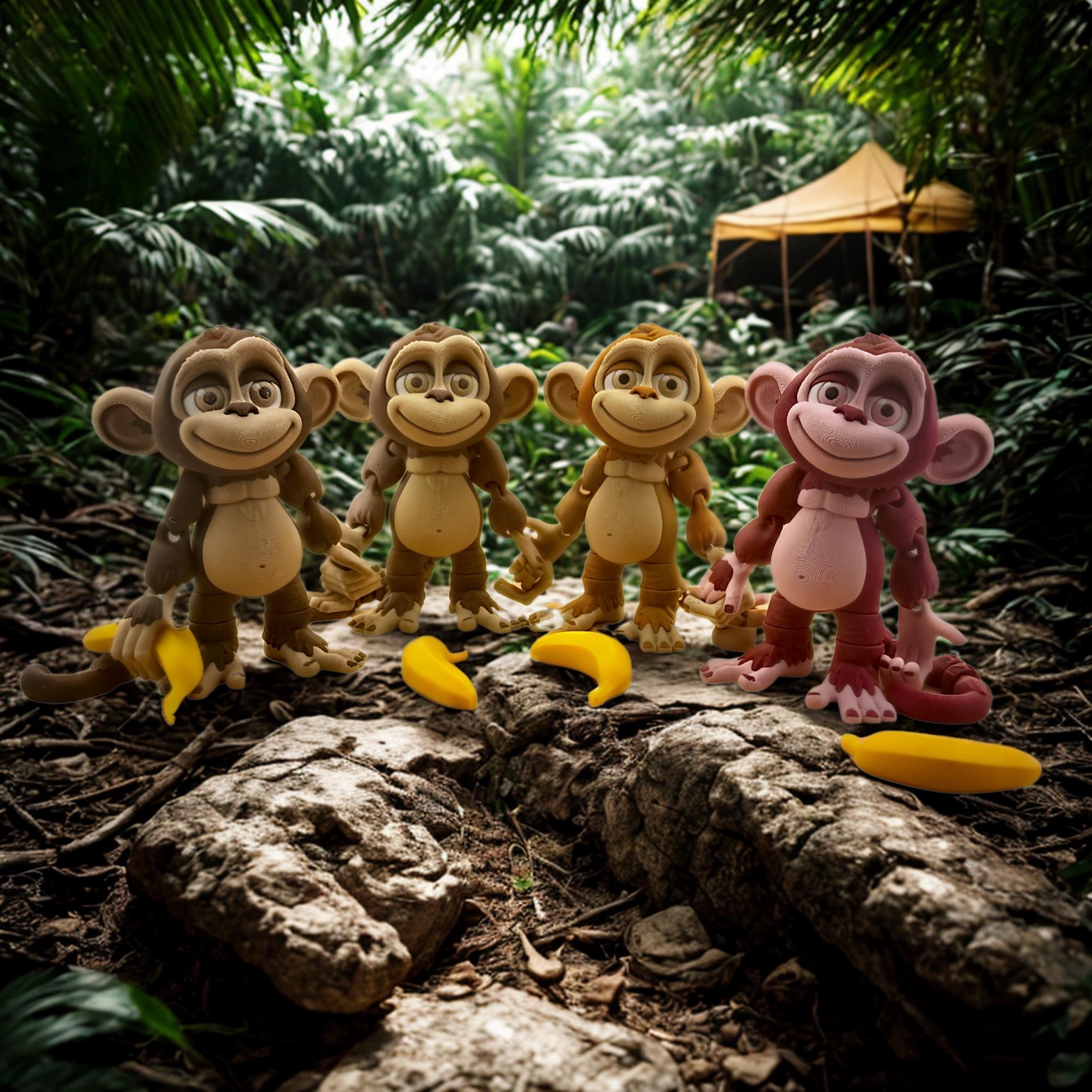 Articulated Monkey Fidget Toy With Banana – Moveable Limbs & Tail With ...