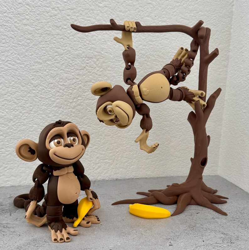 3D Printed Articulated Monkey Fidget Toy With Banana – Moveable Limbs ...