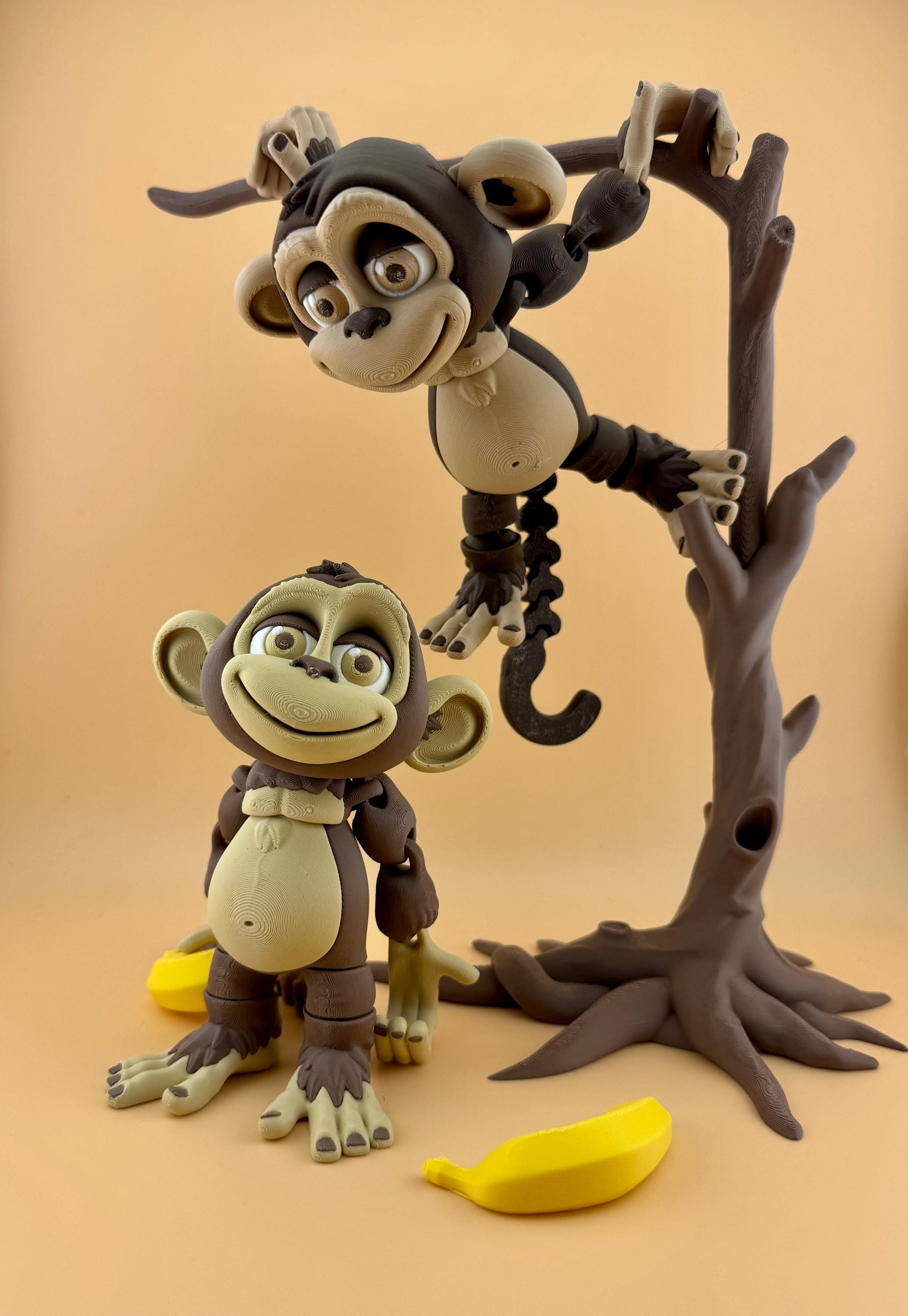 Articulated Monkey Fidget Toy With Banana – Moveable Limbs & Tail With ...