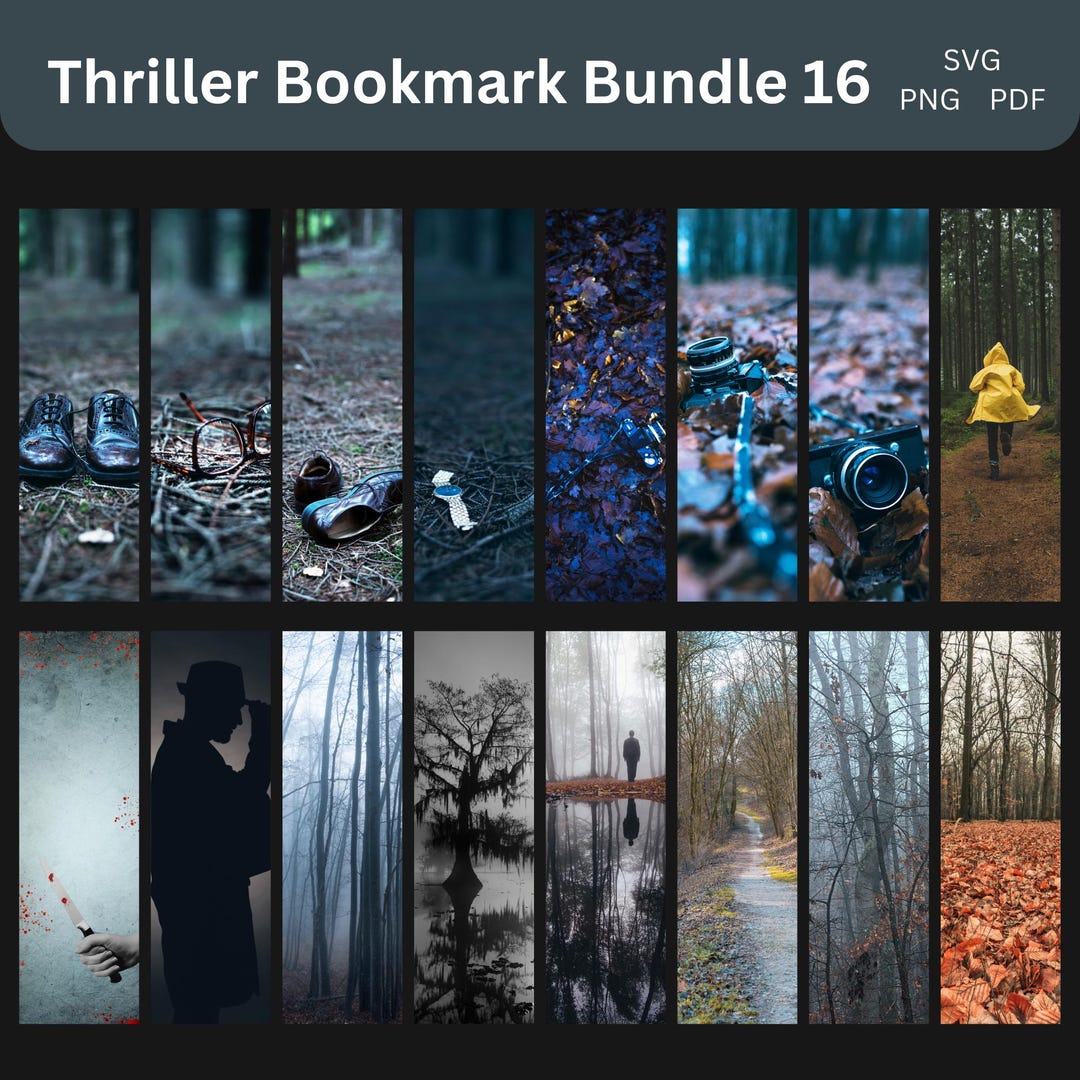 Thriller Bookmark Bundle, Horror Crime Thriller Bookmarks - Digital ...