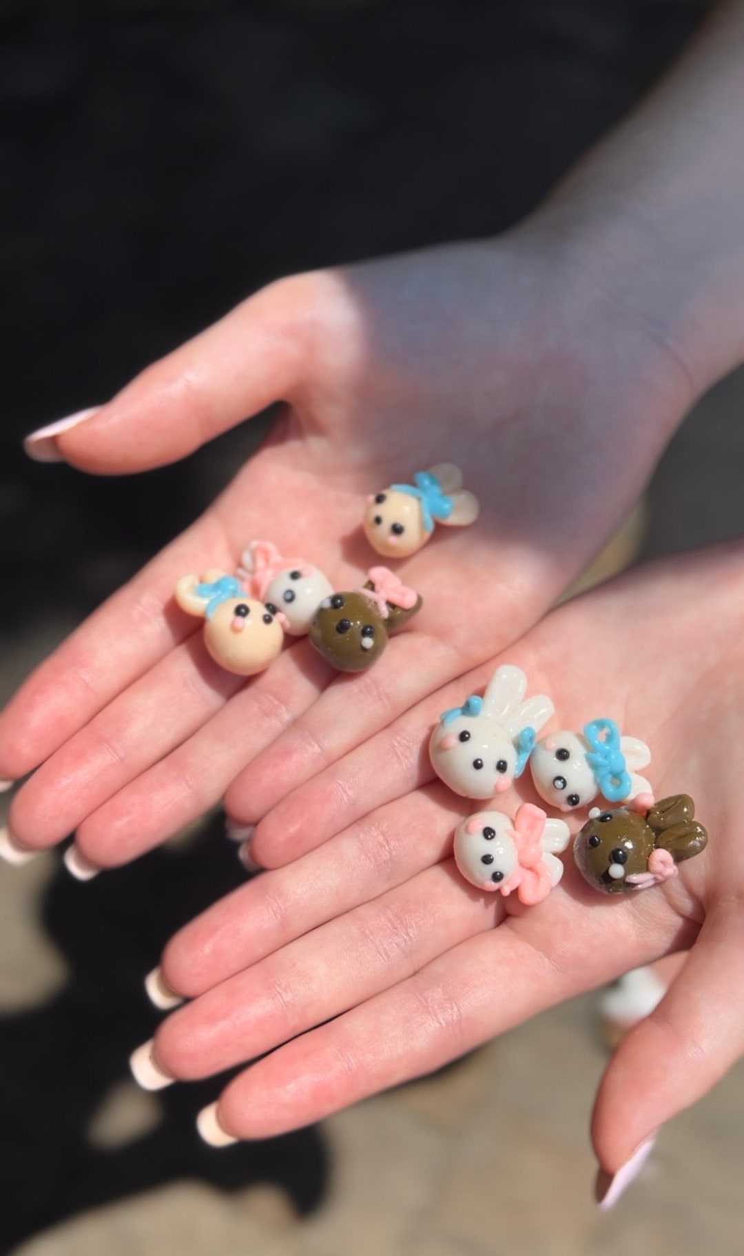 Polymer Clay Baby Bunnies With Bows - Etsy