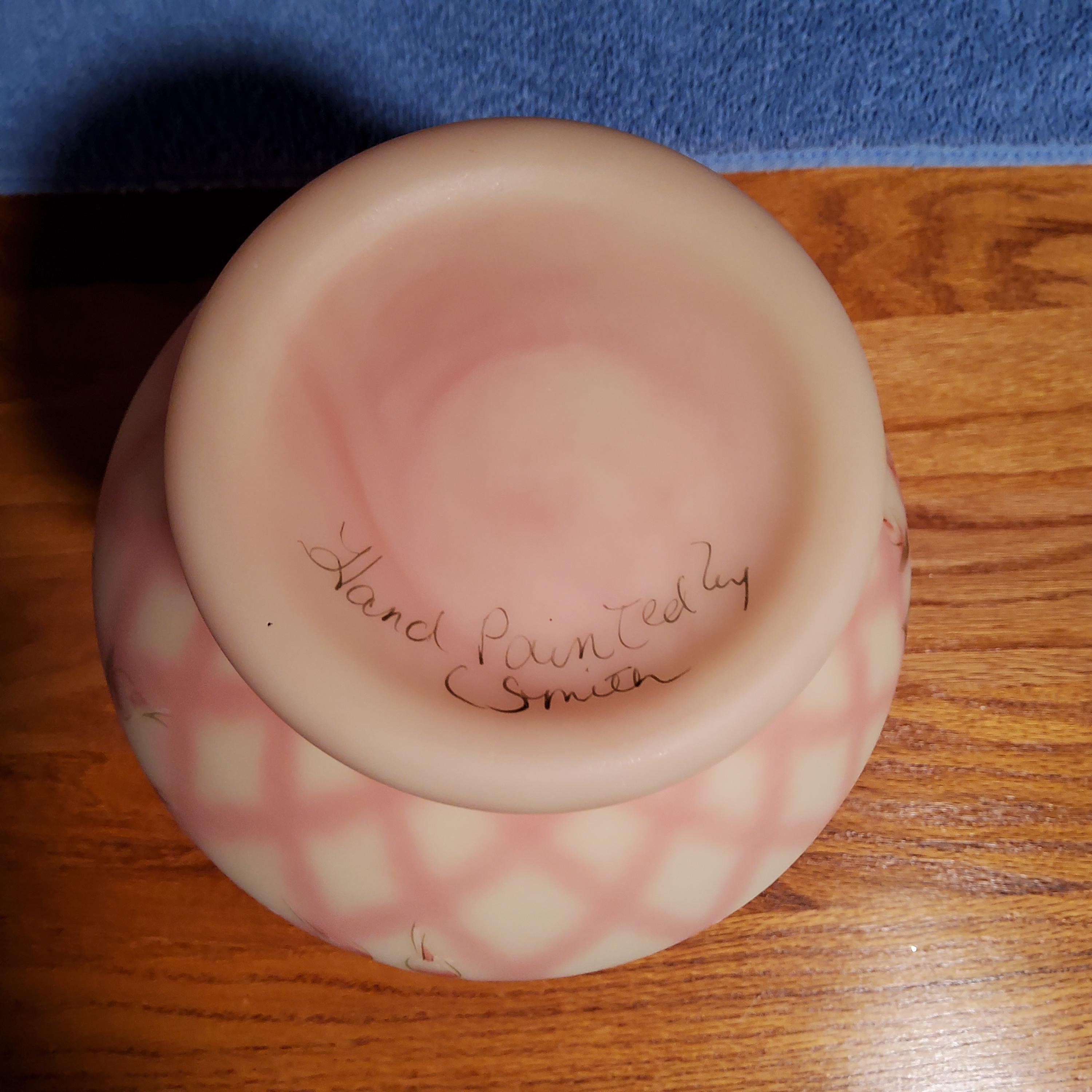 Fenton Burmese Vase Pink Ruffled Diamond Optic Signed by Artist - Etsy